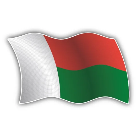 DOPASTICKER Madagascar Wavy Flag Car Sticker Phone Decal Water Bottle ...