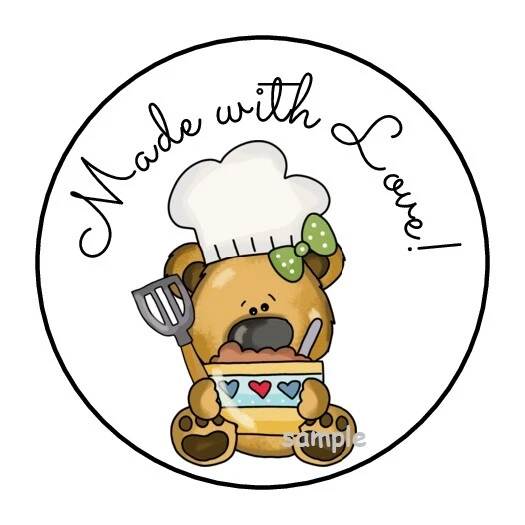 DOPASTICKER Made With Love Stickers Teddy Bear Baking Phone Decal Water ...