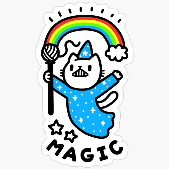 DOPASTICKER Magical Wizard Cat Sticker Phone Sticker, Latop Sticker ...
