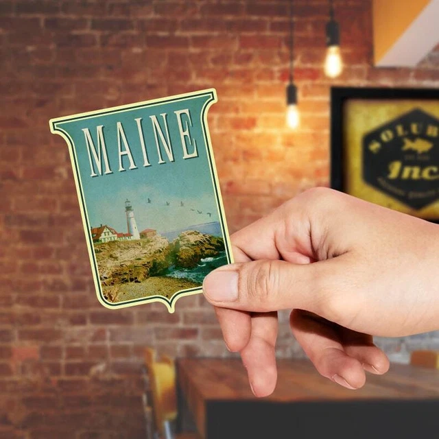 DOPASTICKER Maine Travel Sticker, Vintage Style Decal For Suitcase ...