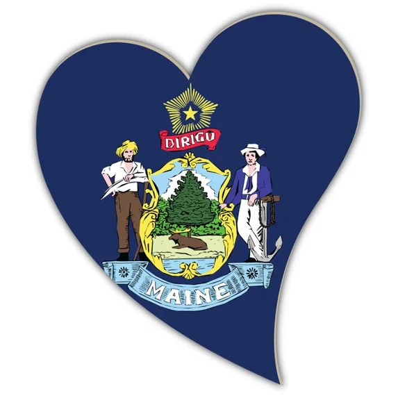 DOPASTICKER Maine Usa State Flag Heart Icon Car Sticker Phone Decal ...