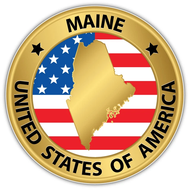 DOPASTICKER Maine Usa State Map Emblem Car Sticker Phone Water Bottle ...