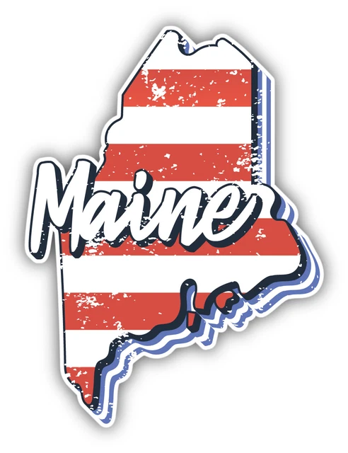 DOPASTICKER Maine Usa State Map Flag Sticker Phone Decal Water Bottle ...