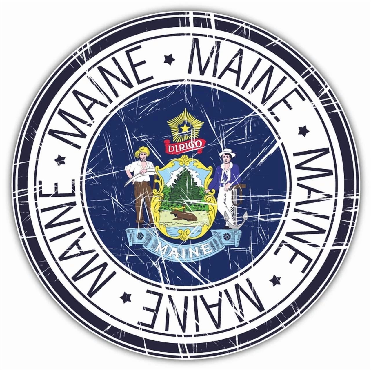 DOPASTICKER Maine Usa State Seal Grunge Emblem Car Sticker Phone Water ...