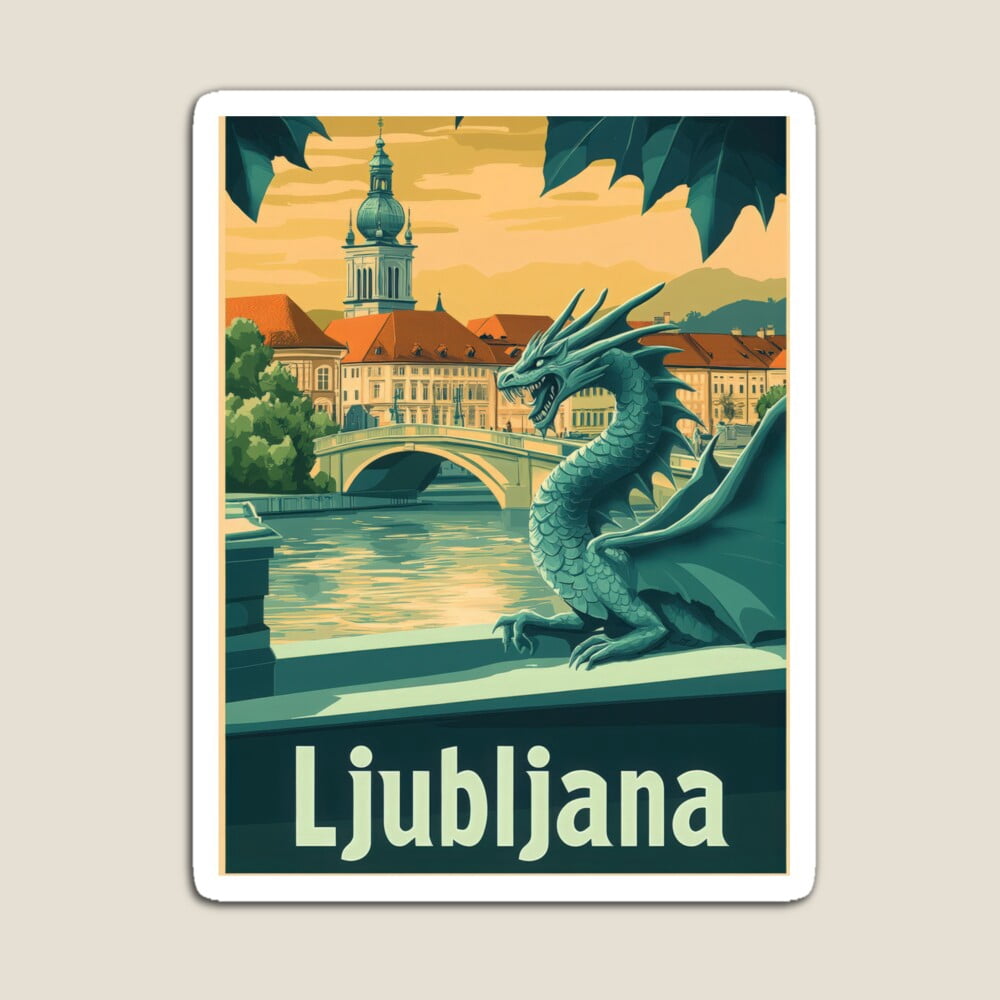 DOPASTICKER A Majestic Dragon Statue Guards The River In Ljubljana With ...