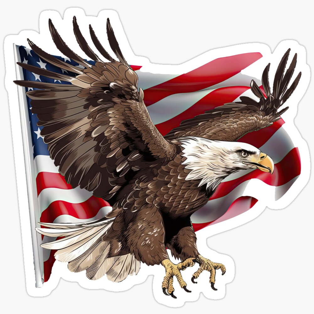 DOPASTICKER A Majestic Patriotic Eagle In Front Of The Usa Flag Sticker ...
