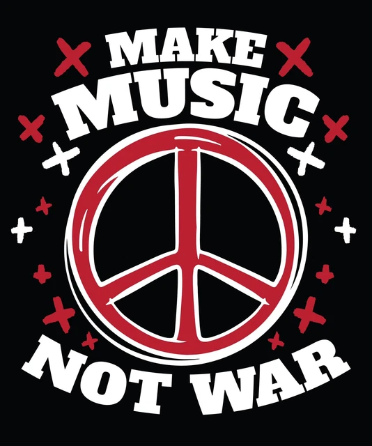 DOPASTICKER Make Music Not War Sticker Peace Sign Jam Rap Rock Band Dj ...