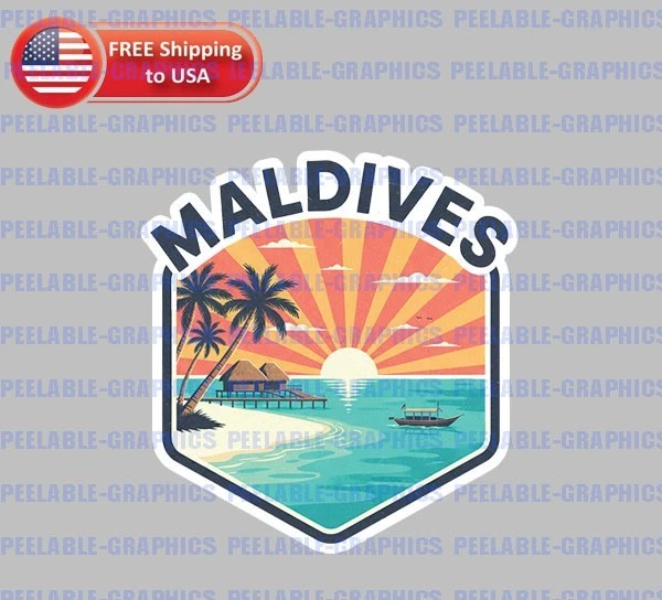 DOPASTICKER Maldives Country Souvenir Sticker Travel Luggage Sticker ...