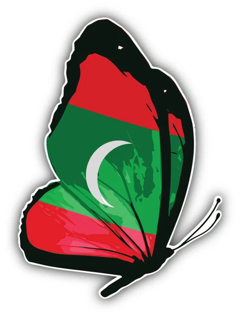 DOPASTICKER Maldives Flag Butterfly Car Sticker Phone Decal Water ...