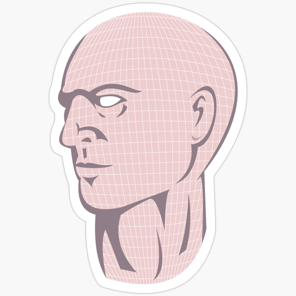 DOPASTICKER Male Human Head With Grid Sticker Phone Decal Water Bottle ...
