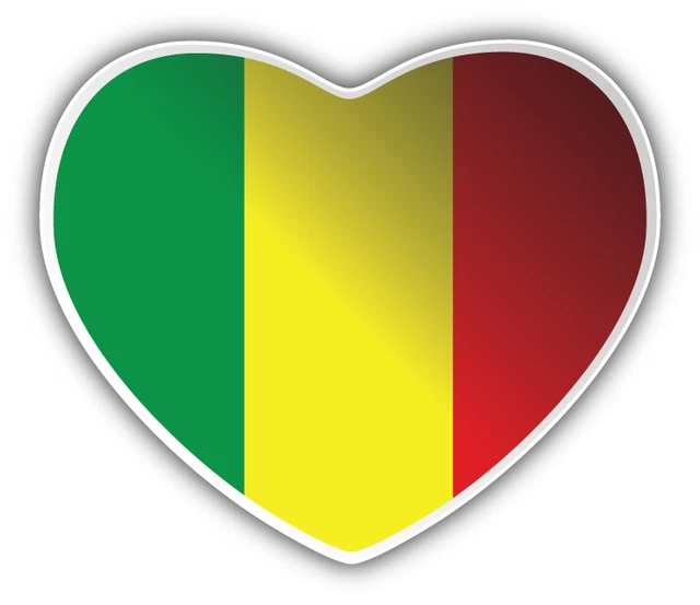 DOPASTICKER Mali Flag Paper Heart Sticker Decal Phone Decal Water ...