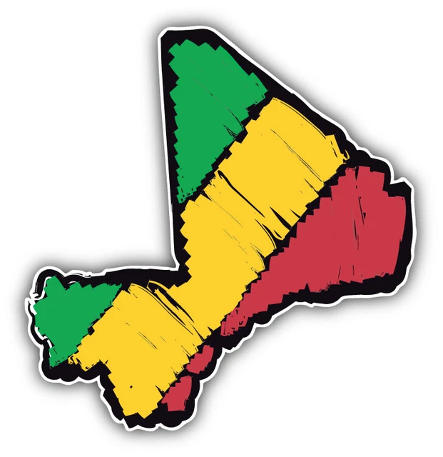 DOPASTICKER Mali Map Flag Sketch Car Sticker Phone Decal Water Bottle ...