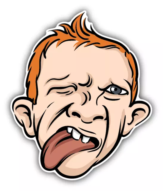 DOPASTICKER Man Face Disgusting Grimace Cartoon Car Sticker Phone Decal ...