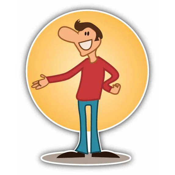 DOPASTICKER Man Presenting Work Cartoon Sticker Decal Phone Decal Water ...