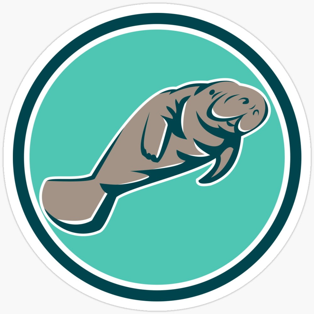 DOPASTICKER Manatee Sea Cow Circle Retro Sticker Phone Decal Water ...