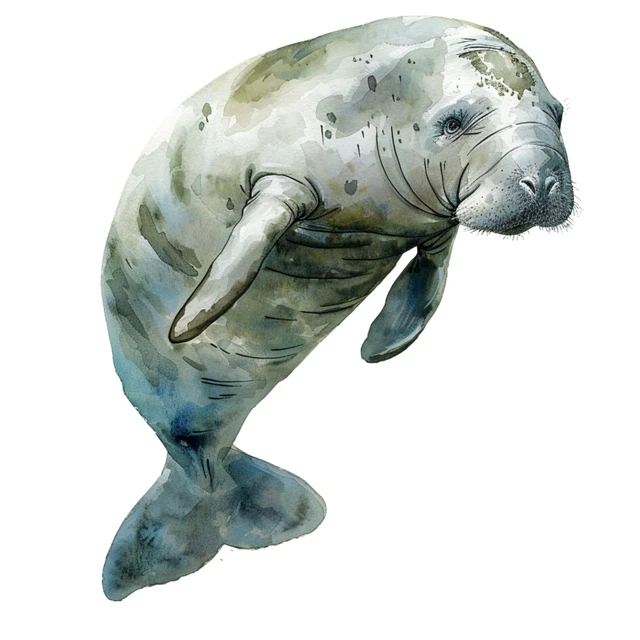 DOPASTICKER Manatee Sticker Watercolor Ocean Animal Sea Salt Life Sea ...