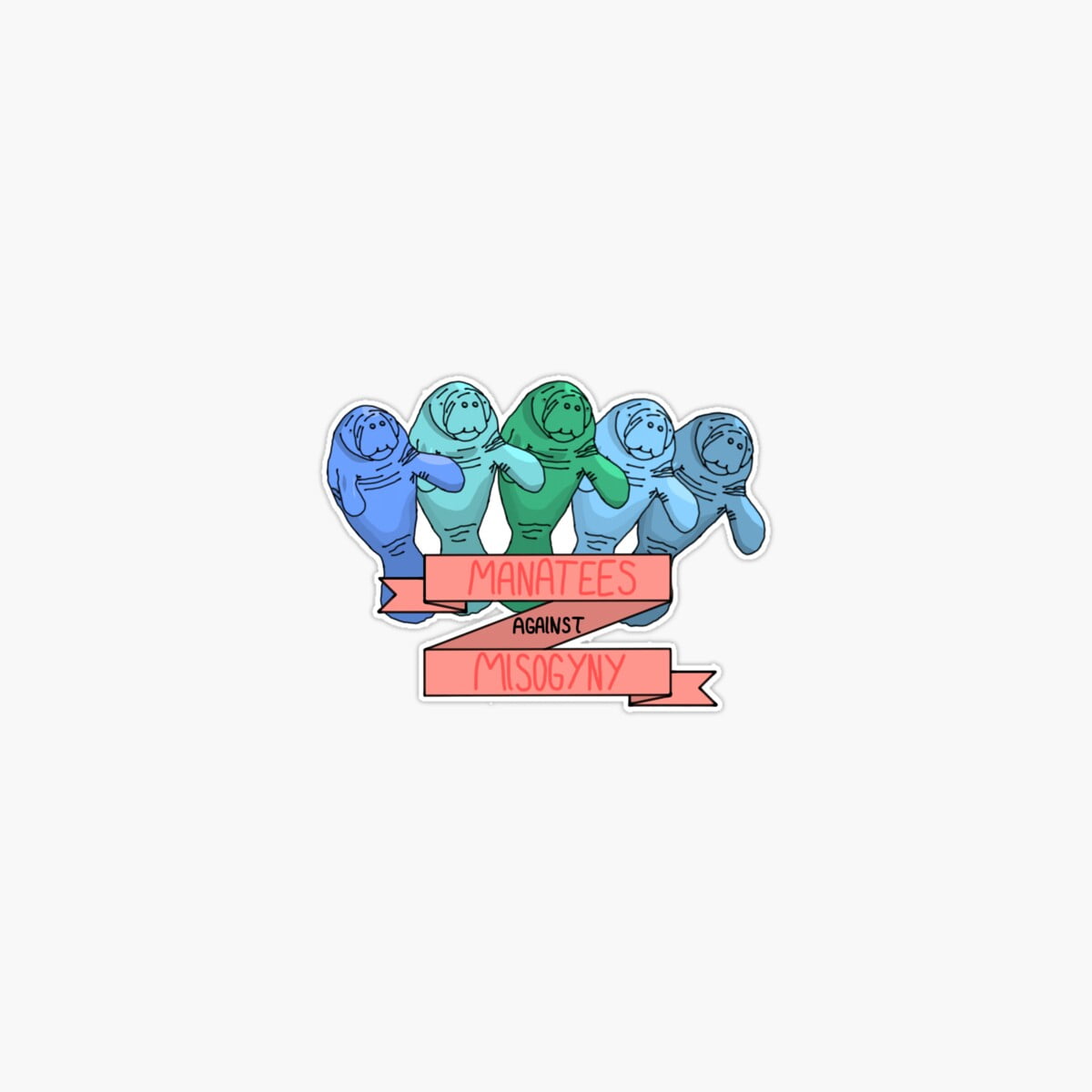 DOPASTICKER Manatees Against Misogyny Sticker, Phone Sticker Car ...