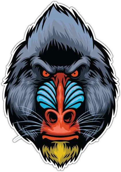 DOPASTICKER Mandrill Baboon Face Monkey Ape Car Window Sticker Decal ...