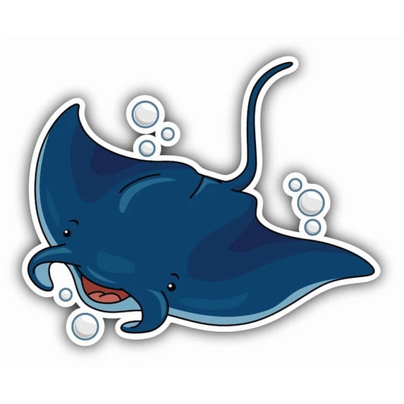 DOPASTICKER Manta Ray Cartoon Sticker Decal Phone Decal Water Bottle ...