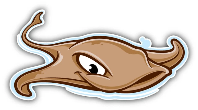 DOPASTICKER Manta Ray Cartoon Sticker Decal Phone Decal Water Bottle ...