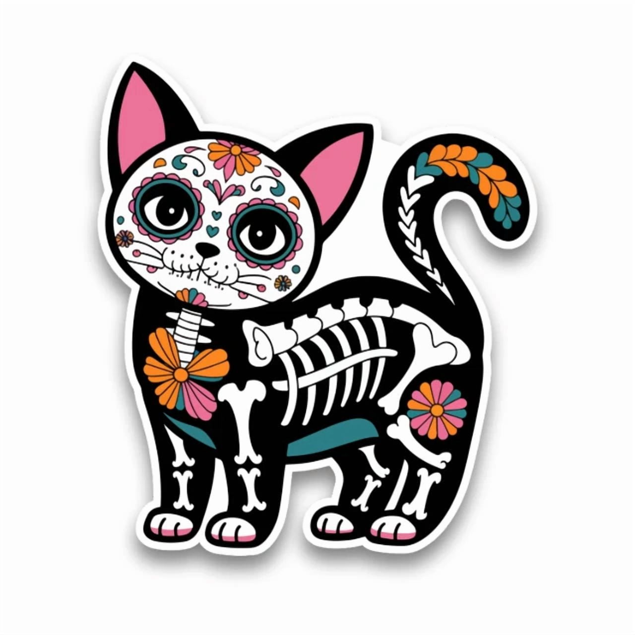 DOPASTICKER Manx Cat Me.Xi.Can Day Of The Dead Sticker Decal Car ...