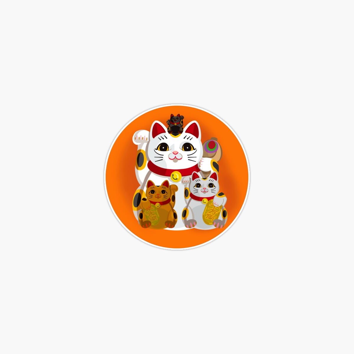 DOPASTICKER Many Japanese Lucky Cats Sticker Phone Sticker, Latop ...