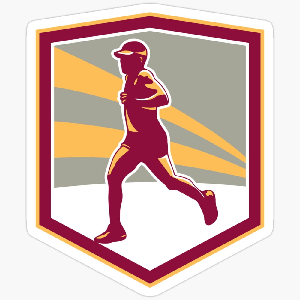 DOPASTICKER Marathon Runner Shield Retro Sticker Phone Decal Water ...