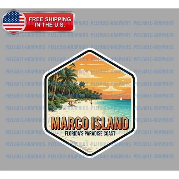 DOPASTICKER Marco Island Florida Sticker Souvenir Travel Sticker Phone ...