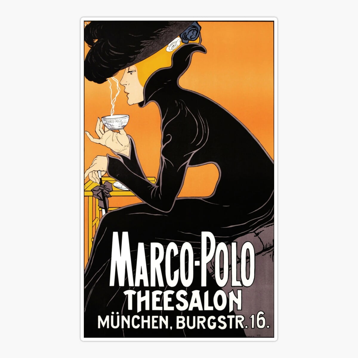 DOPASTICKER Marco Polo Tea Room Art Deco Advert Sticker, Phone Sticker ...
