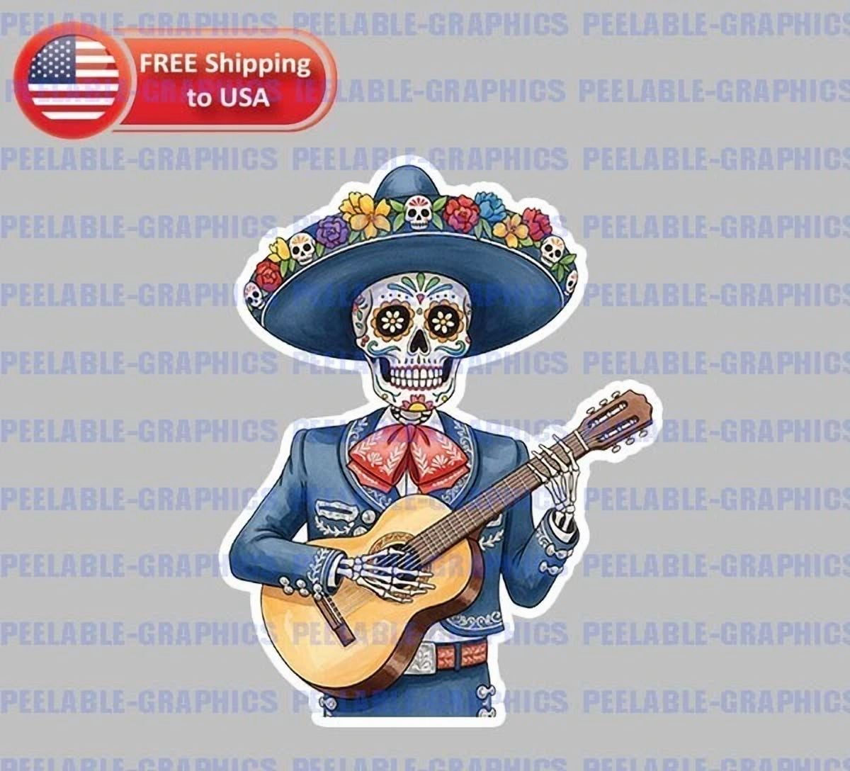 DOPASTICKER Mariachi Dia De Los Muertos Sugar Skull Sugarskull Sticker ...