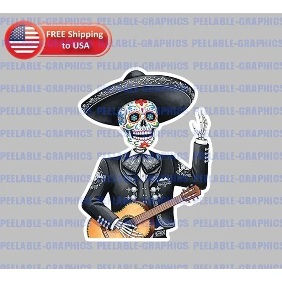 DOPASTICKER Mariachi Dia De Los Muertos Sugar Skull Sugarskull Sticker ...