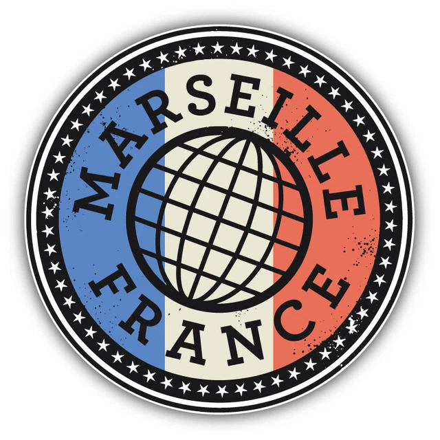 DOPASTICKER Marseille City France Flag Grunger Car Sticker Phone Decal ...