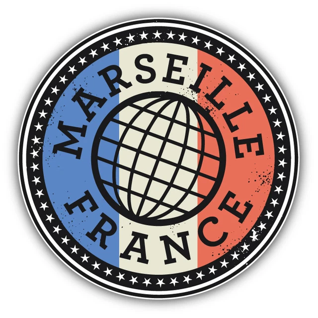 DOPASTICKER Marseille City France Flag Grunger Sticker Decal Phone ...