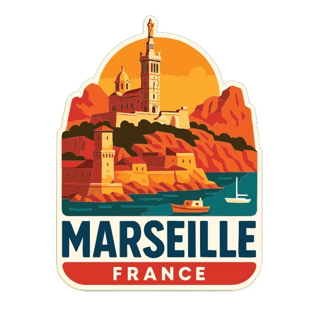 DOPASTICKER Marseille France Sticker Decal City Skyline Landmark Design ...