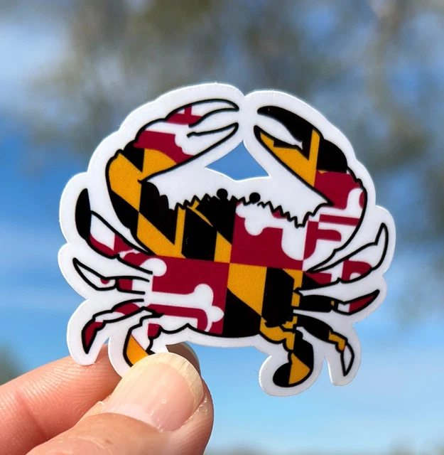 DOPASTICKER Maryland Crab Flag Sticker, Decal, Seafood, Ocean, Colorful ...