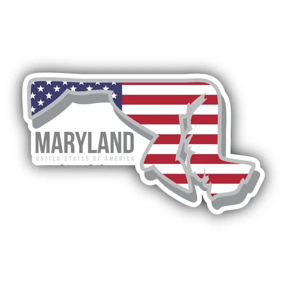 DOPASTICKER Maryland State Map Usa America Flag Sticker Car Phone Decal ...