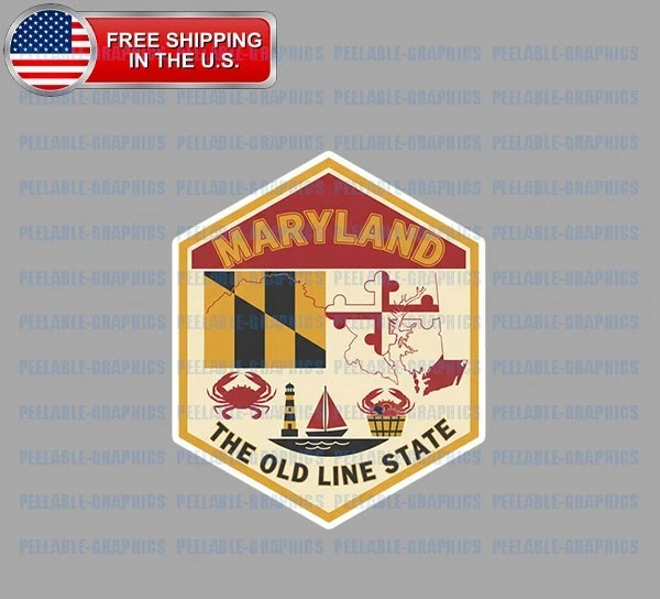 DOPASTICKER Maryland State Sticker Souvenir Travel Sticker Phone ...