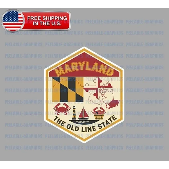 DOPASTICKER Maryland State Sticker Souvenir Travel Sticker Phone ...