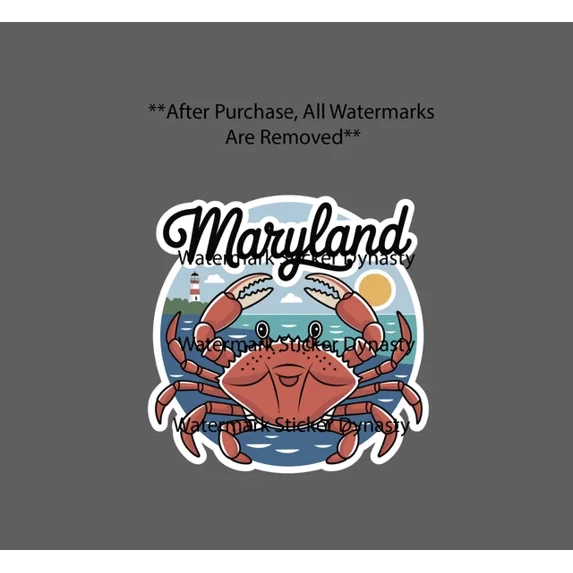 DOPASTICKER Maryland Sticker State Ocean Coast Crab Animal Surf Sticker ...
