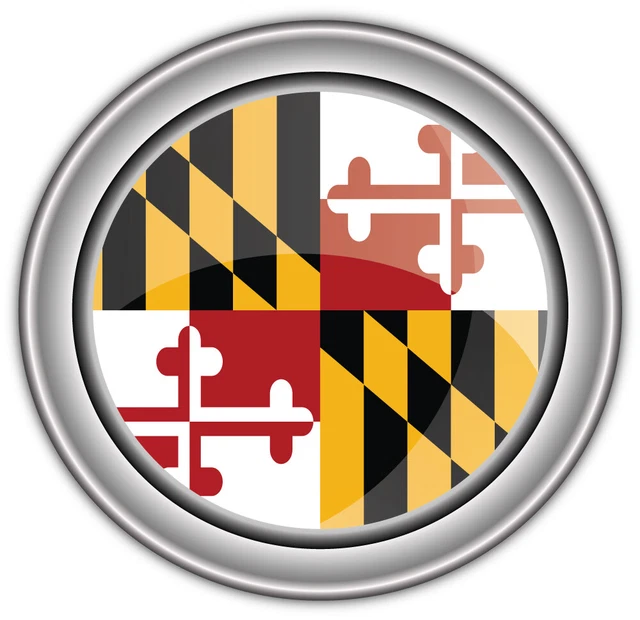 DOPASTICKER Maryland Usa State Flag Silver Badge Car Sticker Decal ...