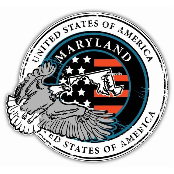 DOPASTICKER Maryland Usa State Grunge Eagle Emblem Car Sticker Phone ...