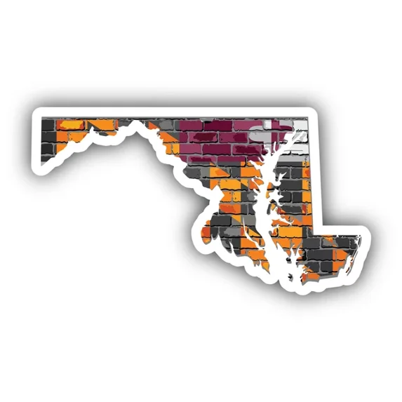 DOPASTICKER Maryland Usa State Map Flag Sticker Car Phone Decal Water ...