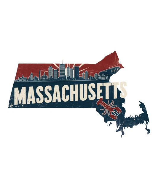 DOPASTICKER Massachusetts State Sticker Usa Farmland Home Country Retro ...
