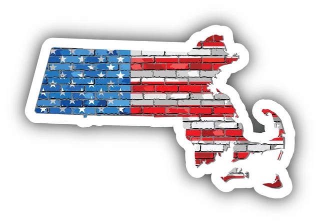 DOPASTICKER Massachusetts Usa Flag State Map Sticker Car Phone Decal ...