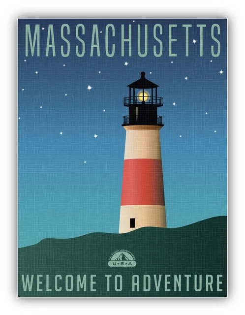 DOPASTICKER Massachusetts Usa State Adventure Sticker Phone Decal Water ...