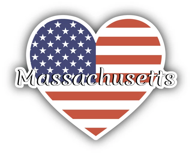 DOPASTICKER Massachusetts Usa State Heart Flag Sticker Car Phone Decal ...