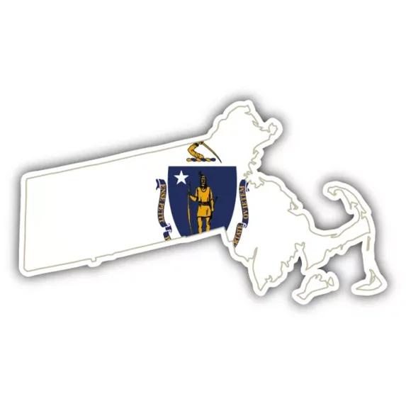DOPASTICKER Massachusetts Usa State Map Flag Car Sticker Phone Decal ...