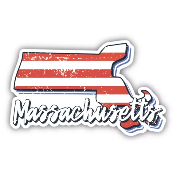 DOPASTICKER Massachusetts Usa State Map Flag Sticker Phone Decal Water ...