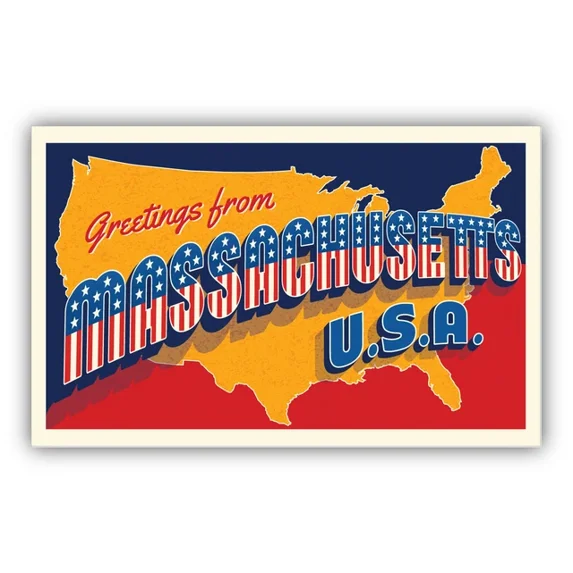 DOPASTICKER Massachusetts Usa State Vintage Greetings Sticker Phone ...