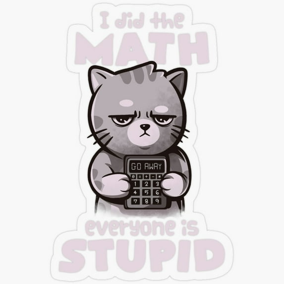 DOPASTICKER Math Cat - Cute Angry Cute Kitty Gift Decorative Laptop ...